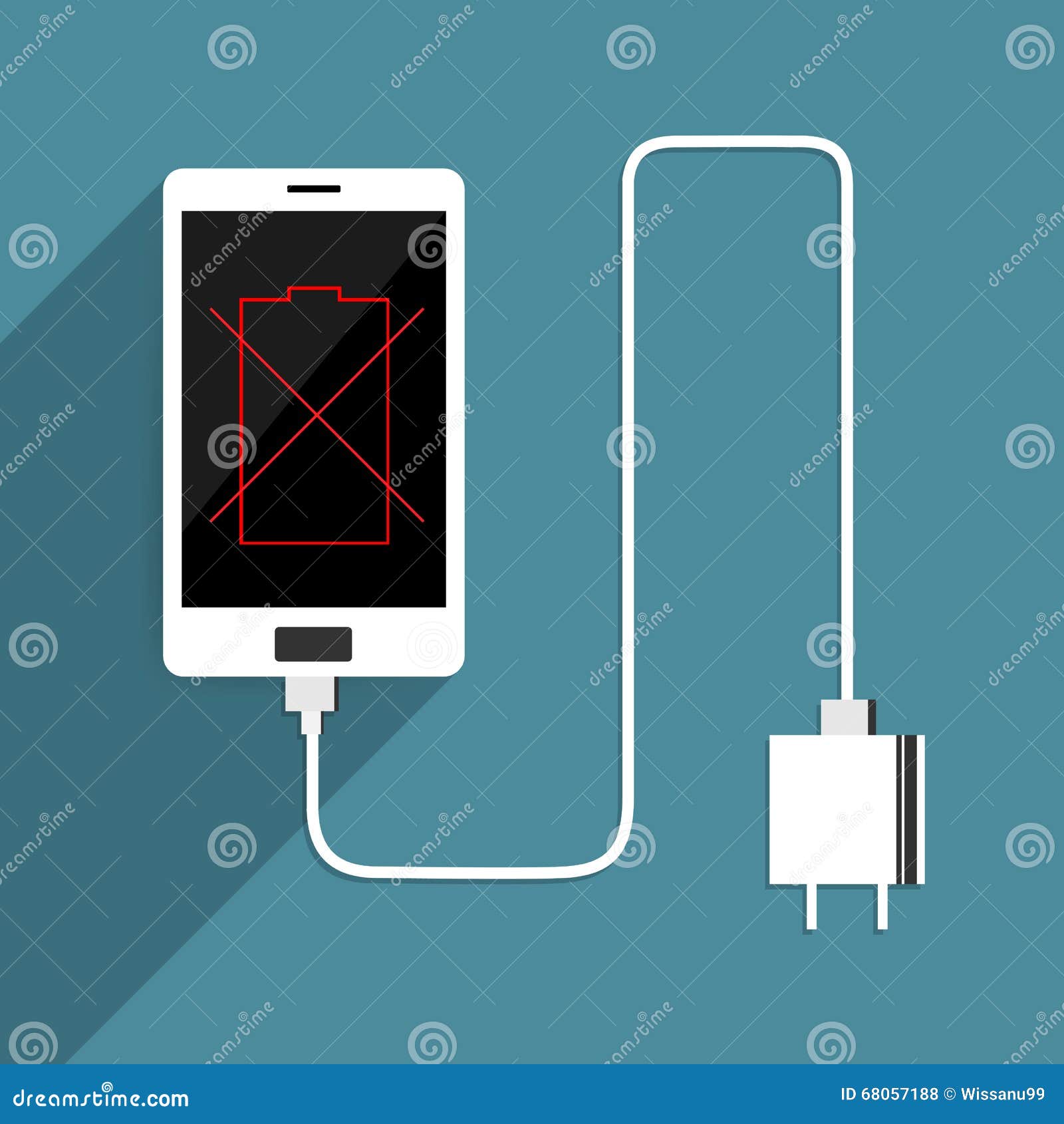 Smart Phone No Battery Charger. Stock Vector - Illustration of depleted ...