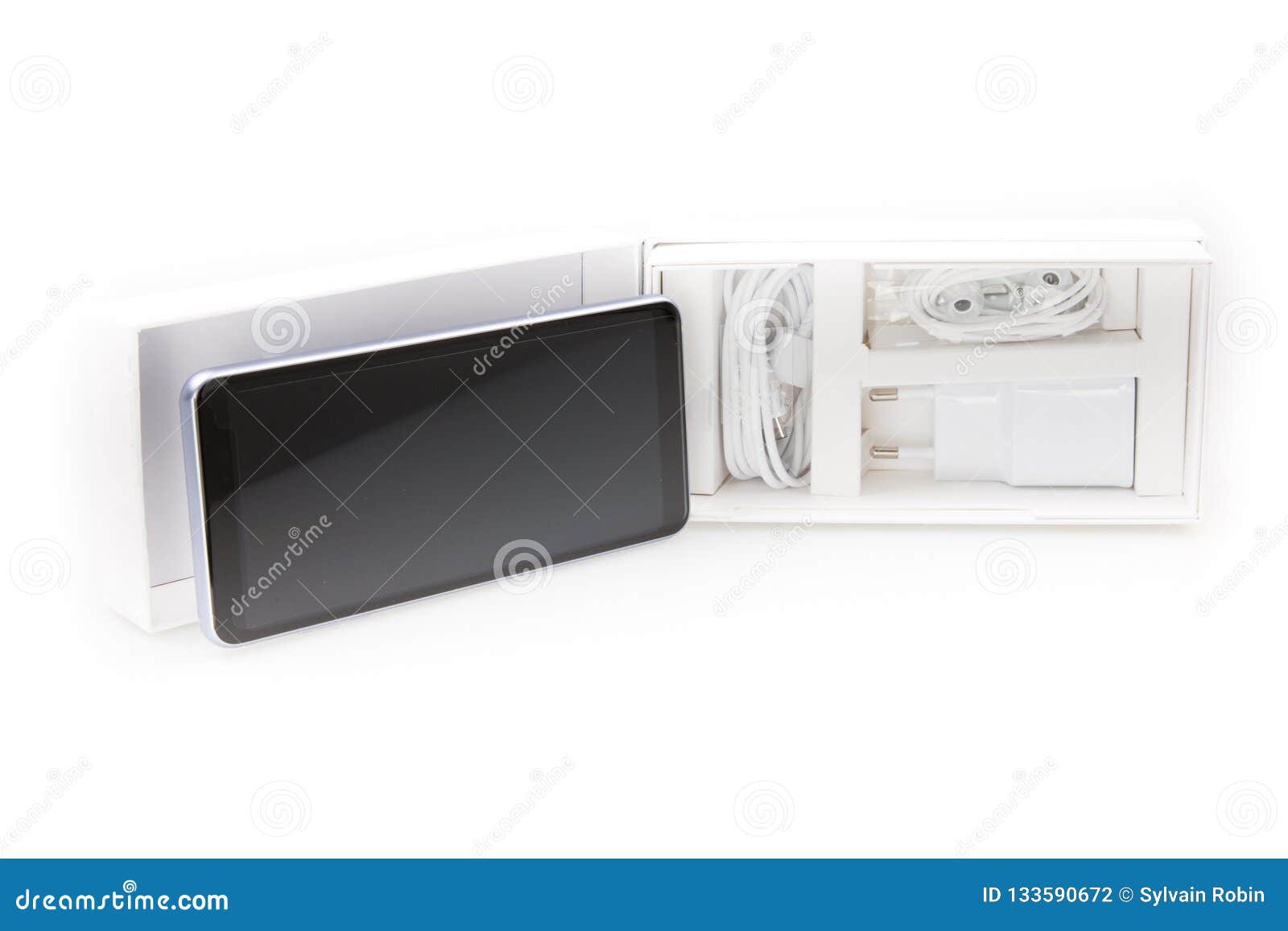 Smart Phone in Open Packaging Box on the Table Stock Photo - Image of ...