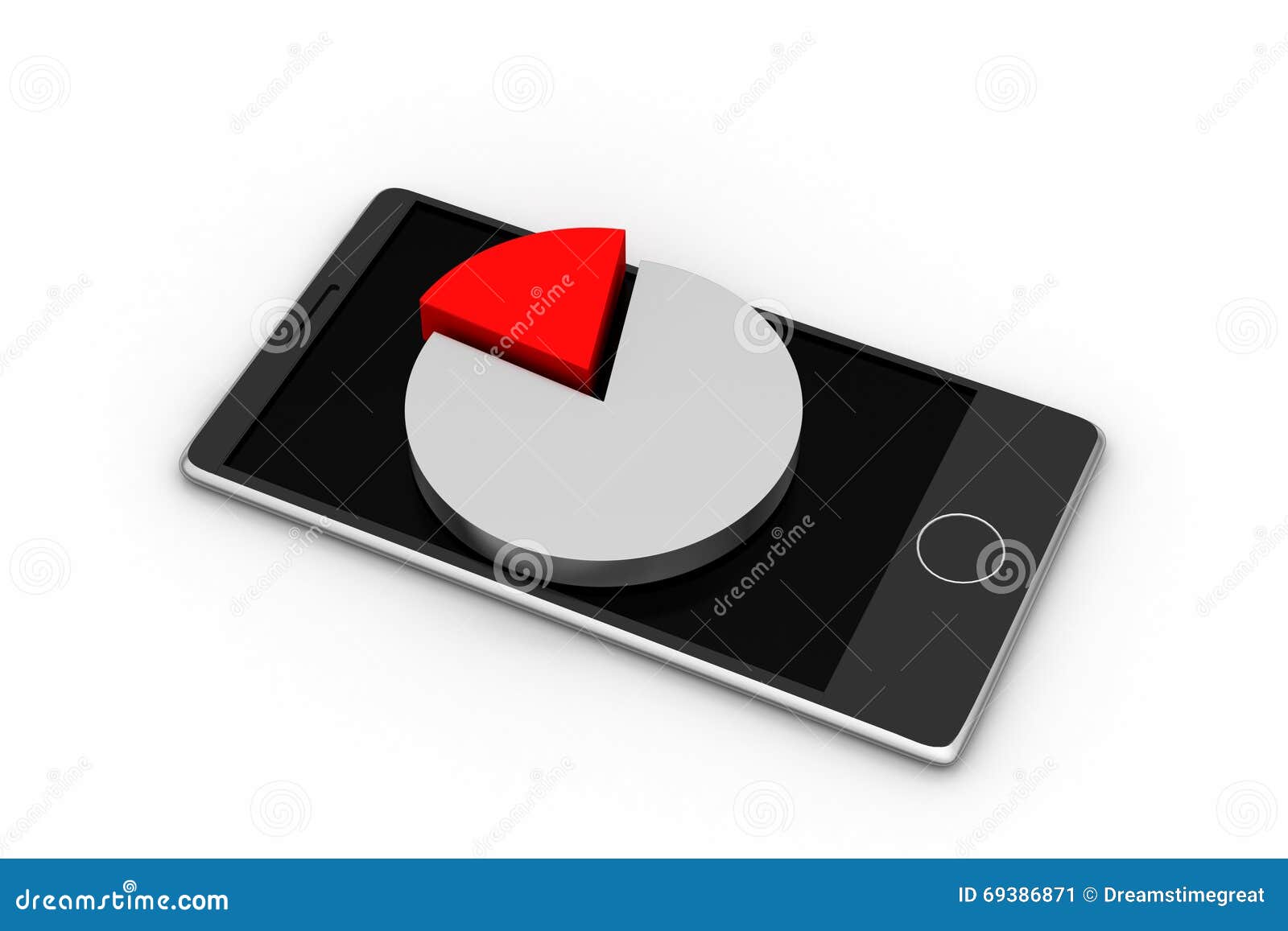 Smart phone with pie chart stock illustration. Illustration of ...