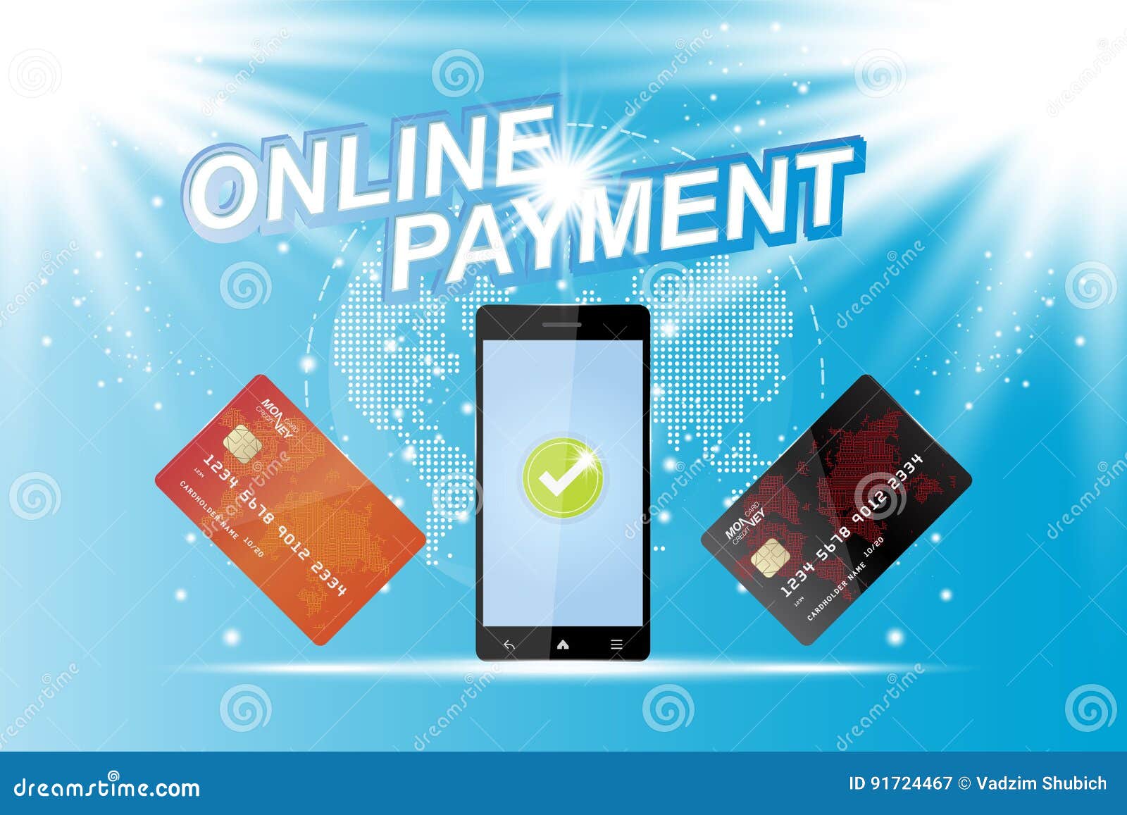 Smart Phone and Plastic Credit Cards. Front Side of the Card with ...