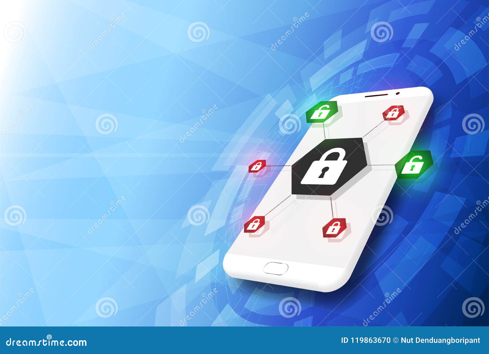 Smart Phone Privacy and Security System Stock Vector - Illustration of ...