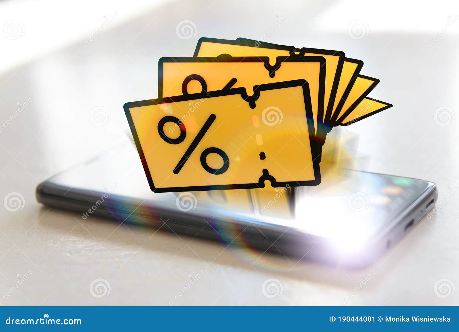 Smart Phone with Promo Code Coupons Stock Image - Image of phone ...