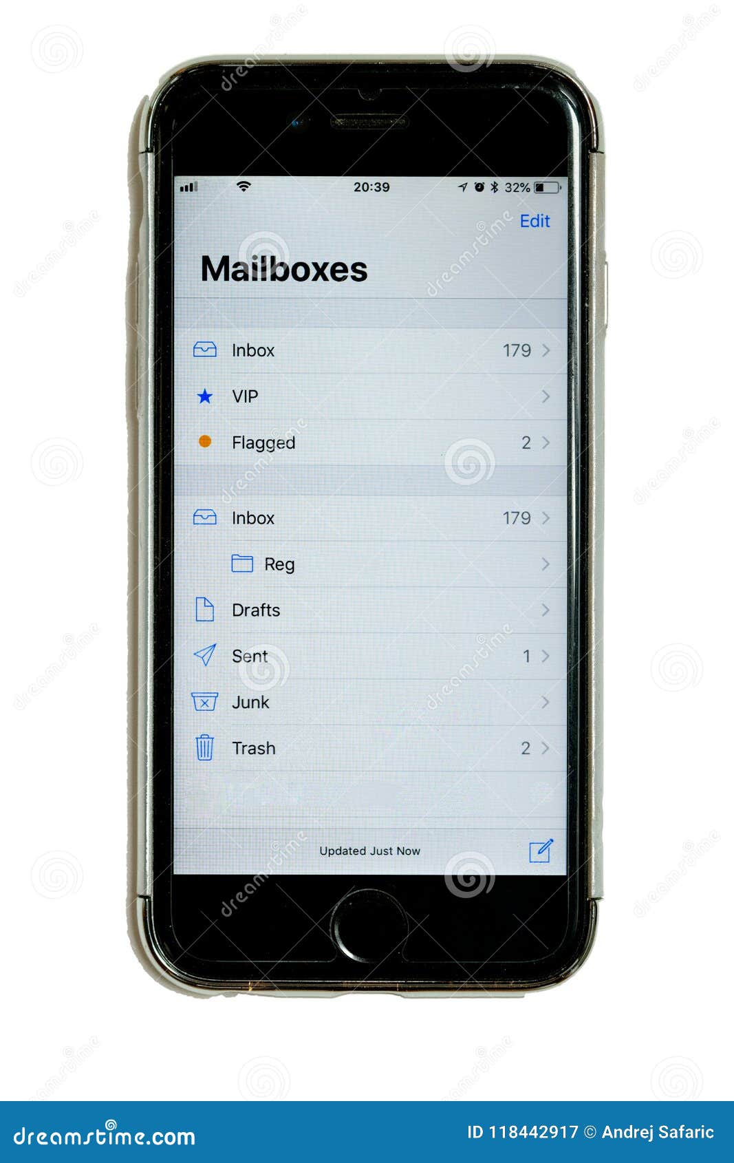 Smart Phone in Protective Case with Touchscreen, Mailbox Folders on ...