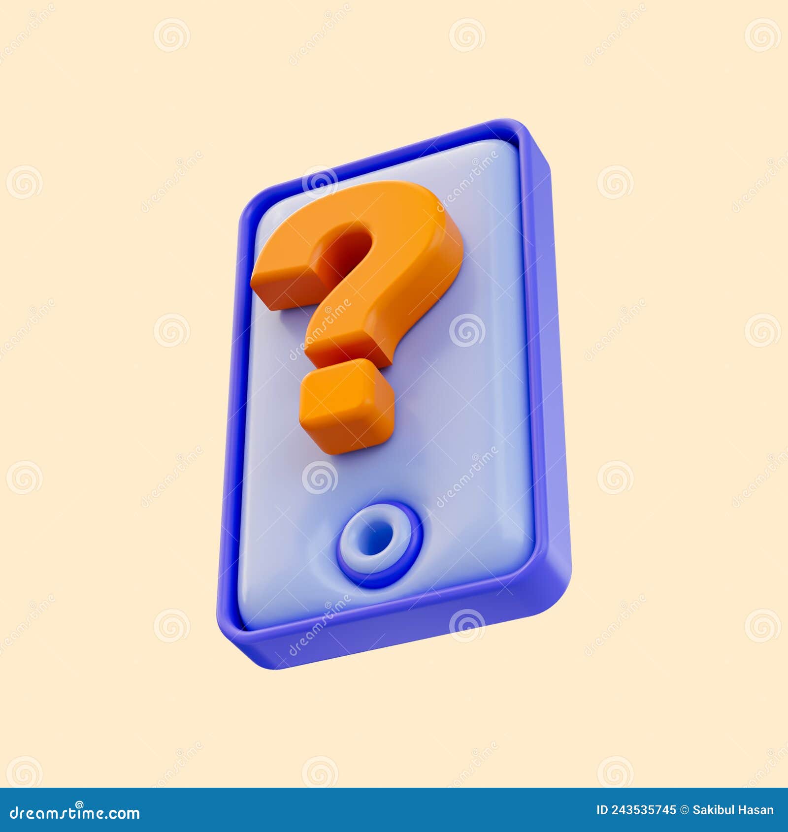 Smart Phone Question Mark Icon 3d Render Concept for Asking Information ...