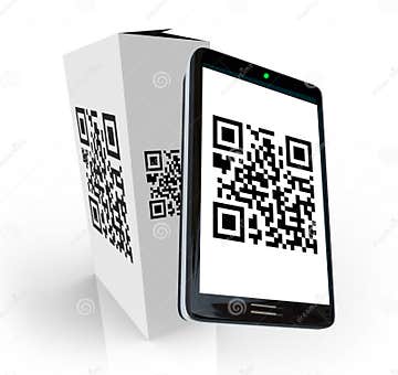 Smart Phone Scanning QR Code on Product Box Stock Illustration ...