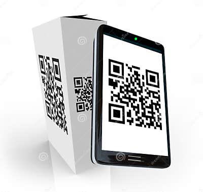 Smart Phone Scanning QR Code on Product Box Stock Illustration ...