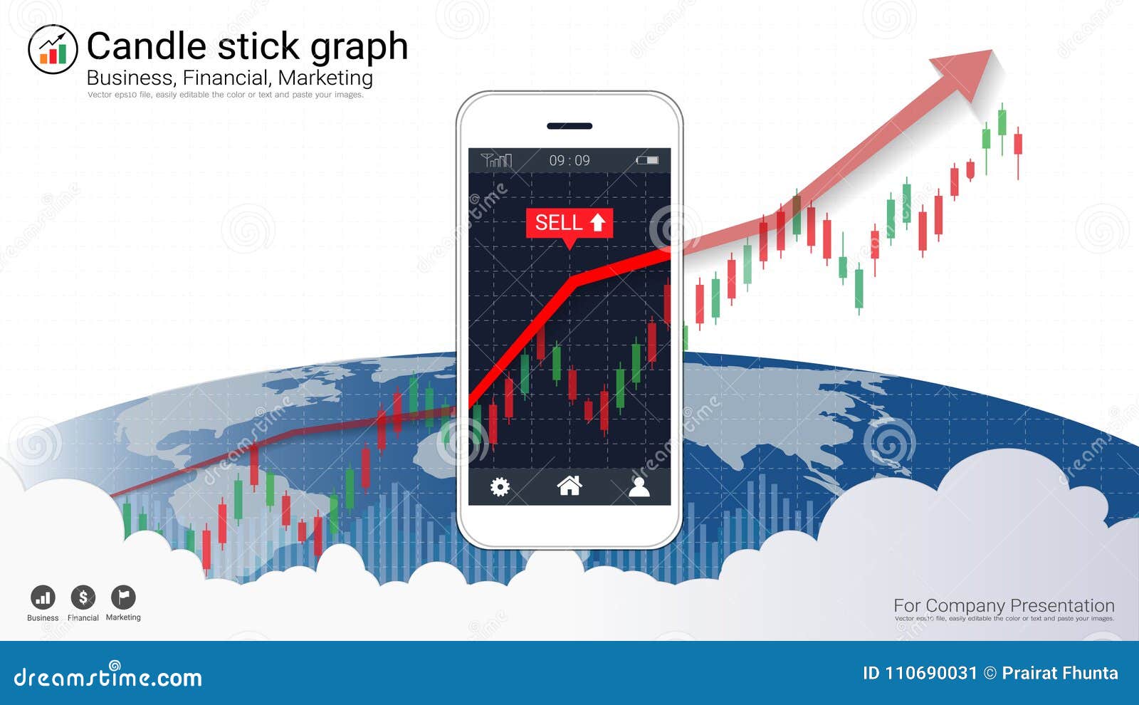 Smart Phone Screen Showing Candlestick and Financial Graph Chart. Stock ...