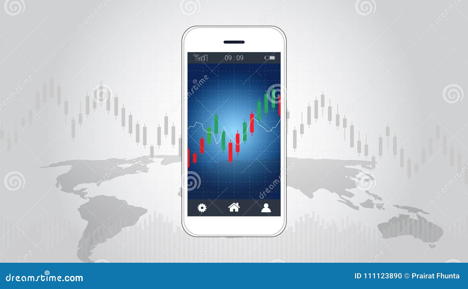 Smart Phone Screen Showing Candlestick and Financial Graph Chart. Stock ...
