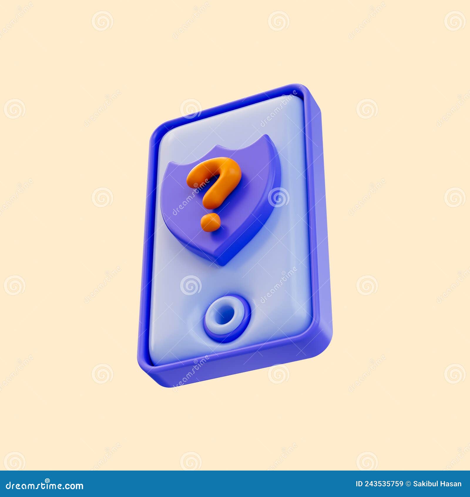 Smart Phone Security Shield Question Mark Icon 3d Render Concept for ...