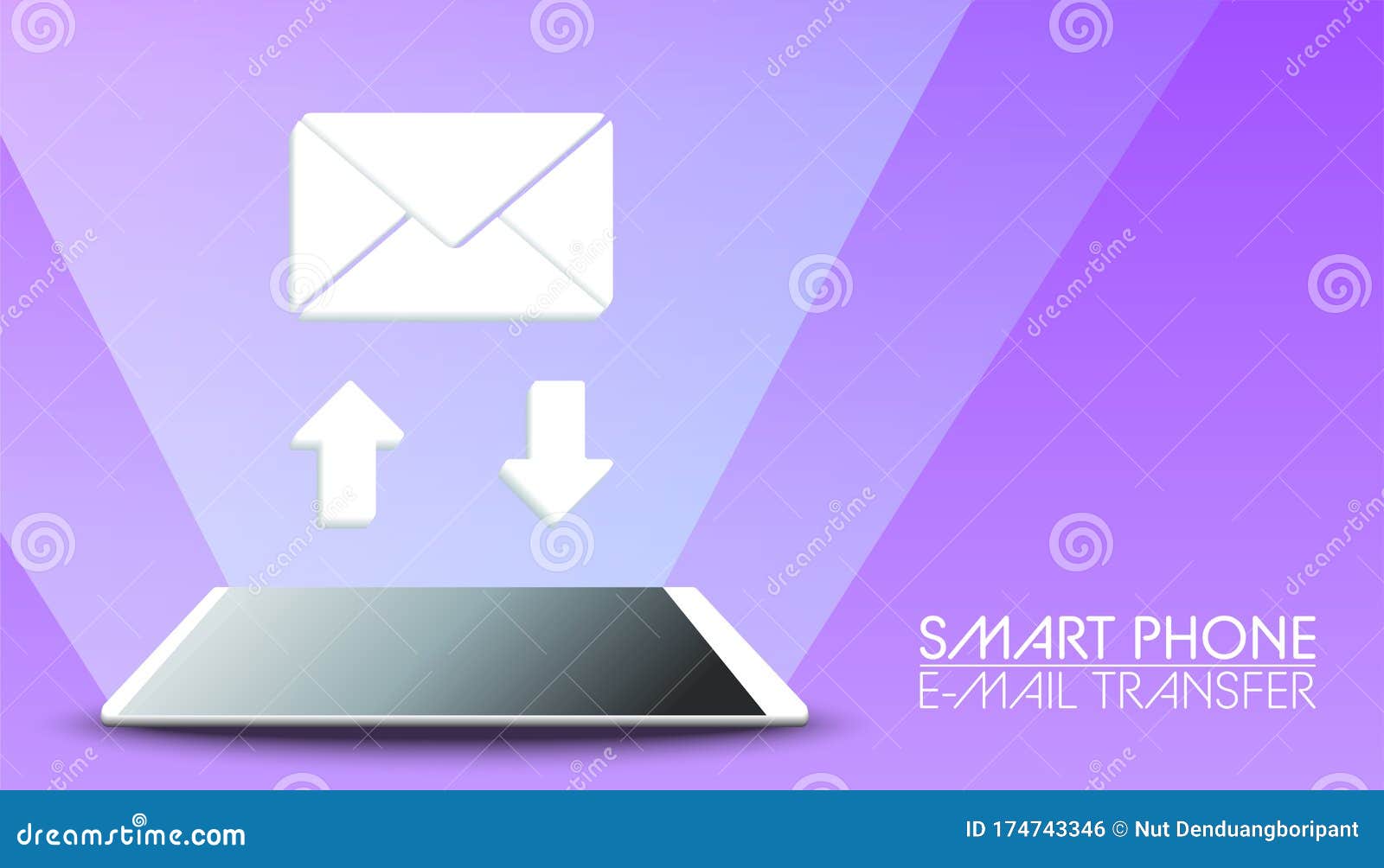 Smart Phone Send Receive Email on Violet Background Stock Vector ...
