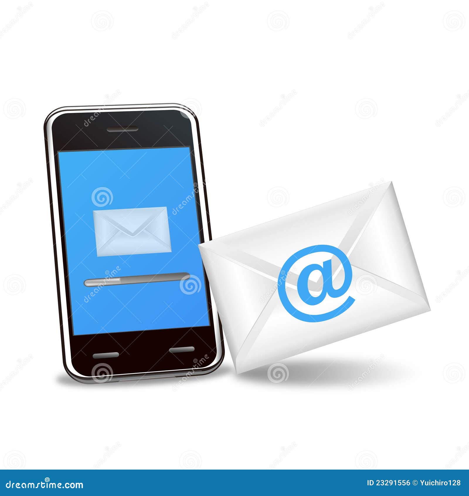Smart Phone Sending E-mail on a White Background Stock Illustration ...