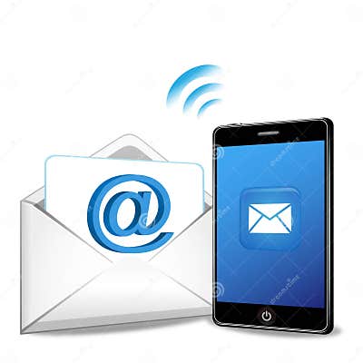 Smart phone sending email stock illustration. Illustration of ...