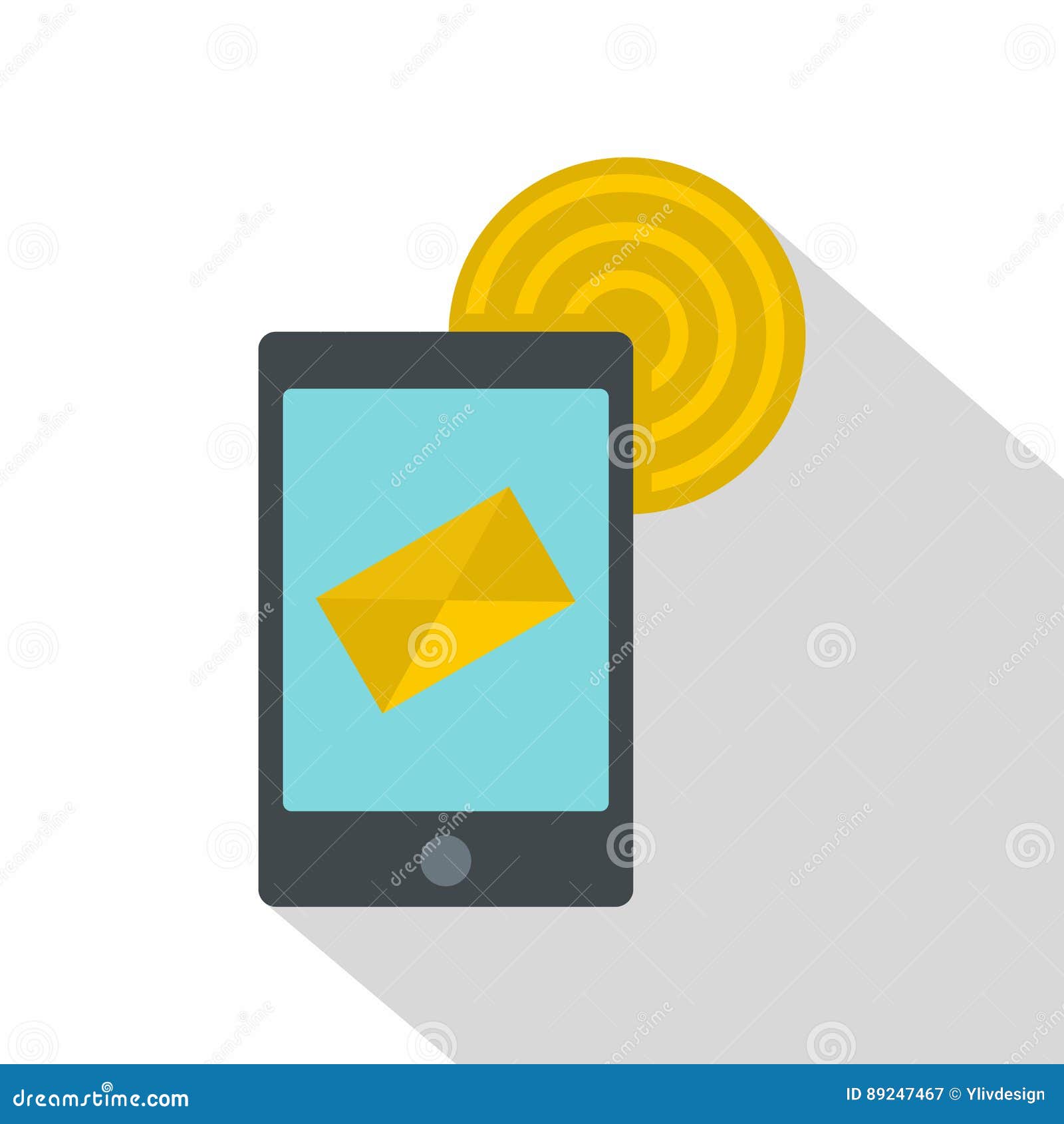 Smart Phone Sending Email Icon, Flat Style Stock Vector - Illustration ...