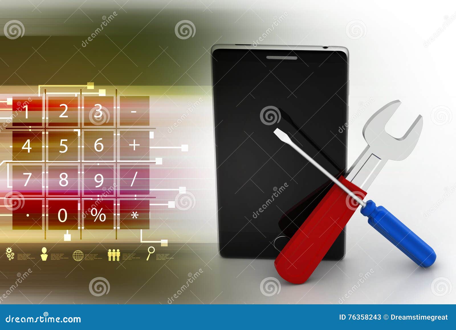 Smart Phone Service Concept Stock Illustration - Illustration of hammer ...
