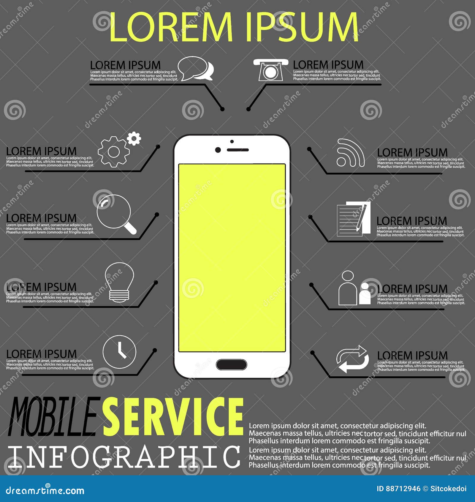 Smart Phone and Service Sign Stock Vector - Illustration of organizer ...