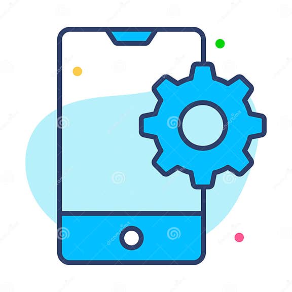 Smart Phone Setting Flat Line Icon Modern Illustration Stock Vector ...