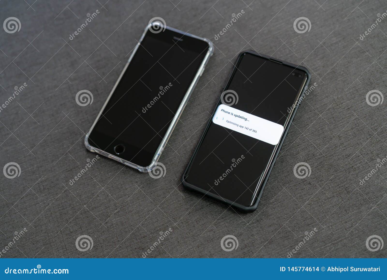 Smart Phone Show an Updating on Screen with Velvet Floors Copy Text ...