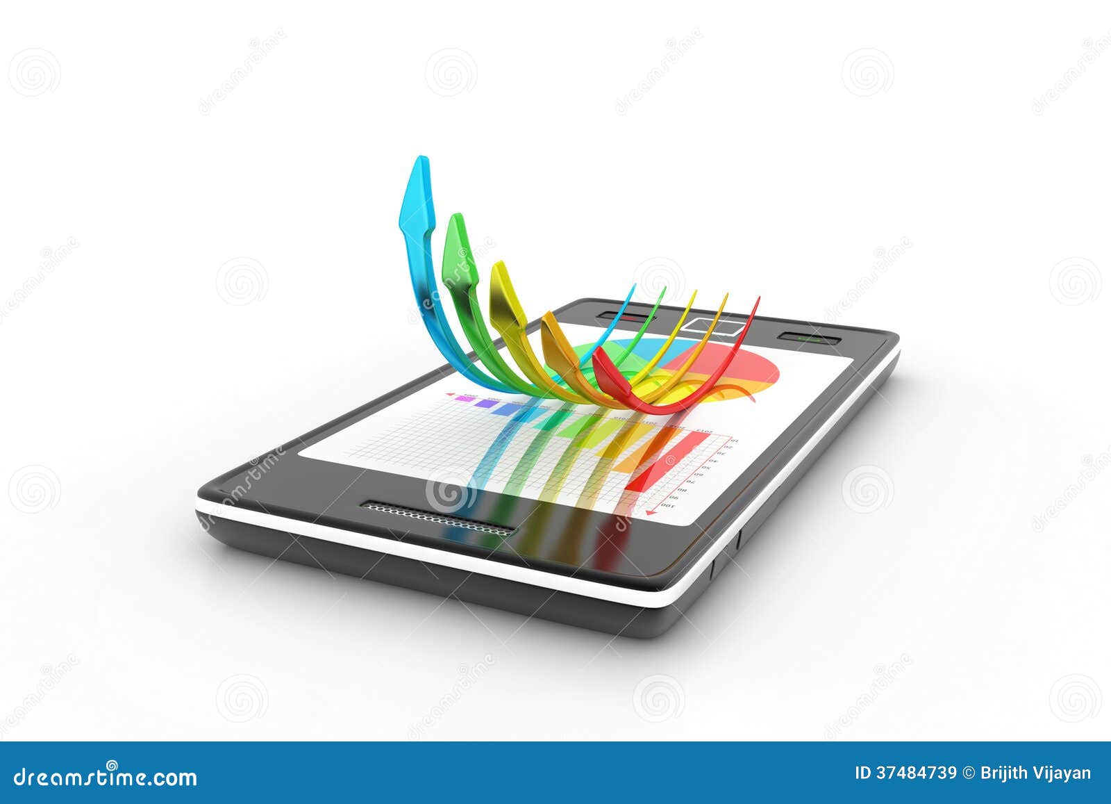 Smart Phone Showing a Growth Graph Stock Illustration - Illustration of ...