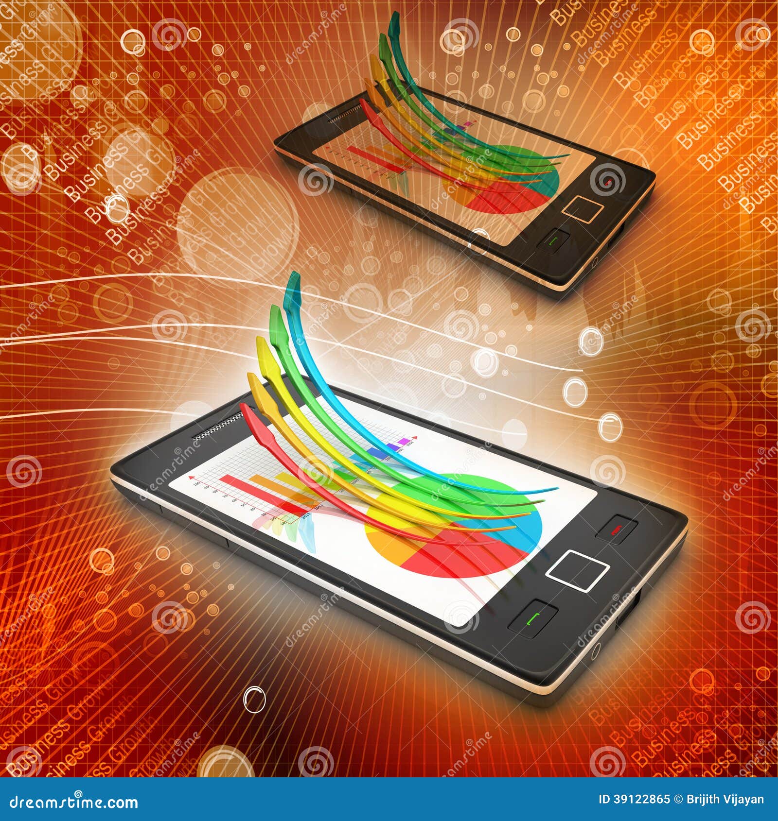 Smart Phone Showing a Growth Graph Stock Illustration - Illustration of ...