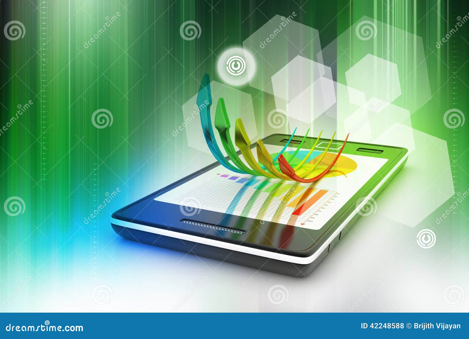 Smart Phone Showing a Growth Graph Stock Illustration - Illustration of ...