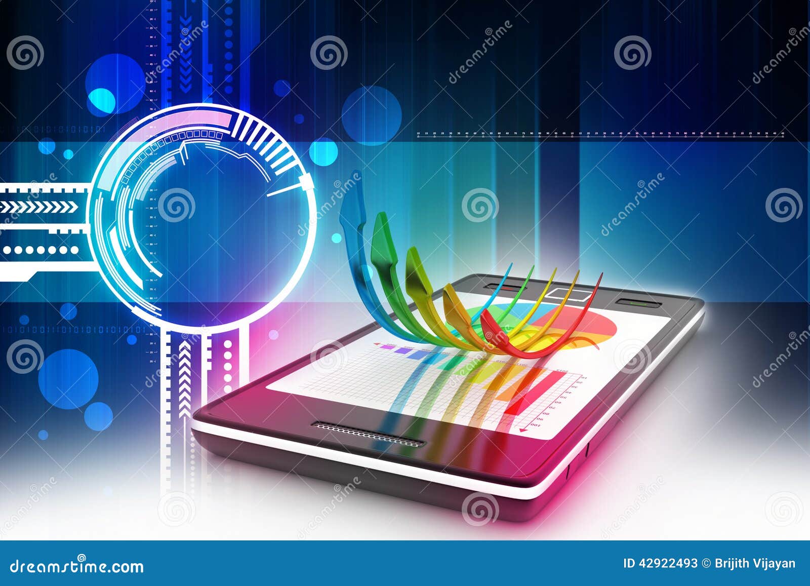 Smart Phone Showing a Growth Graph Stock Illustration - Illustration of ...