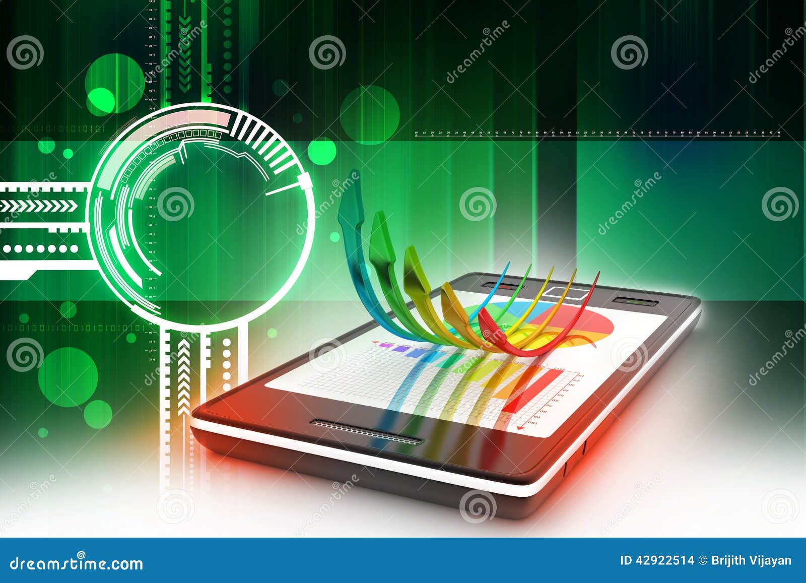 Smart Phone Showing a Growth Graph Stock Illustration - Illustration of ...