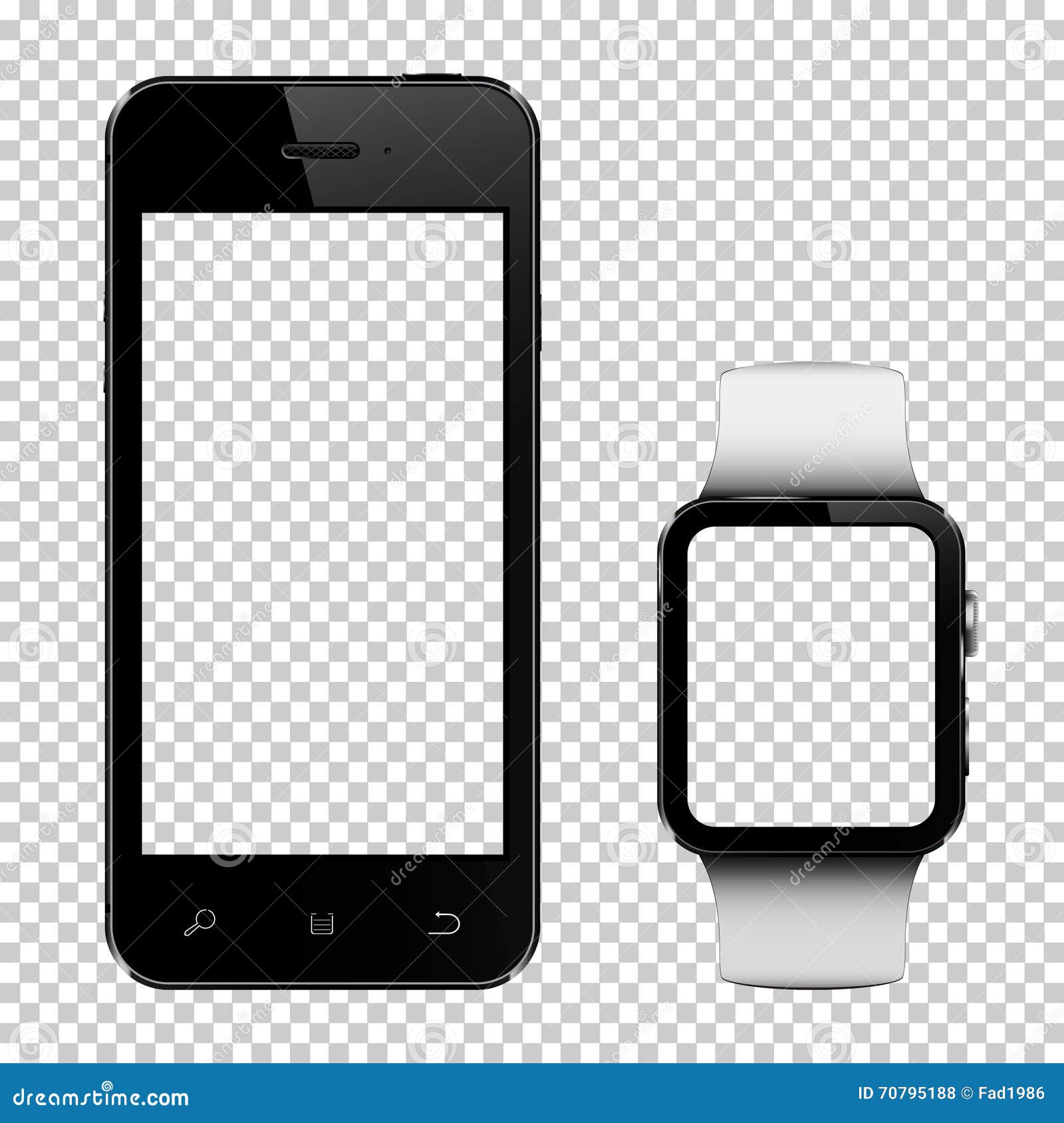 Smart Phone and Smart Watch with Transparent Screen Stock Vector ...