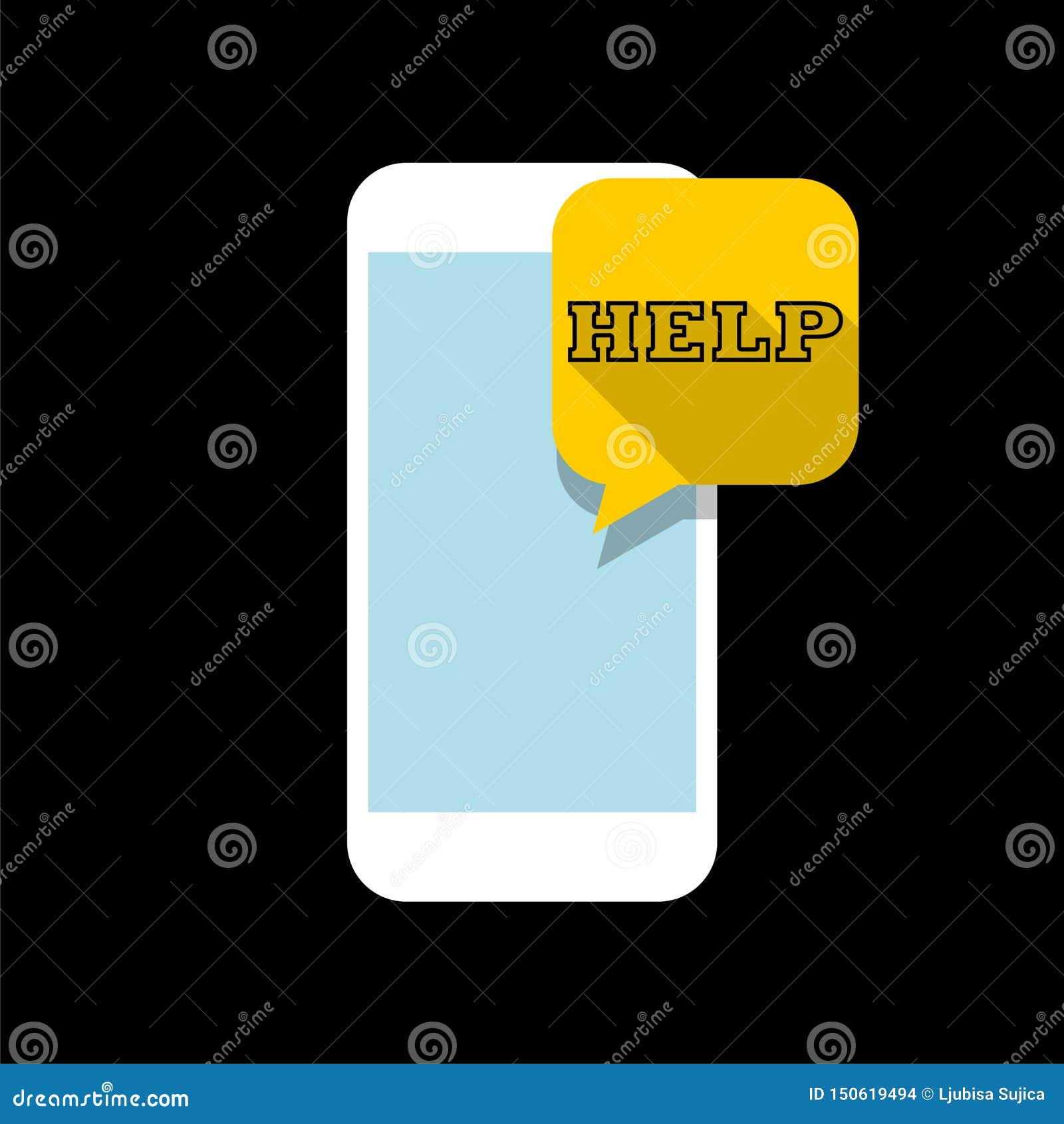Smart Phone with Speech Bubble Help Stock Vector - Illustration of ...