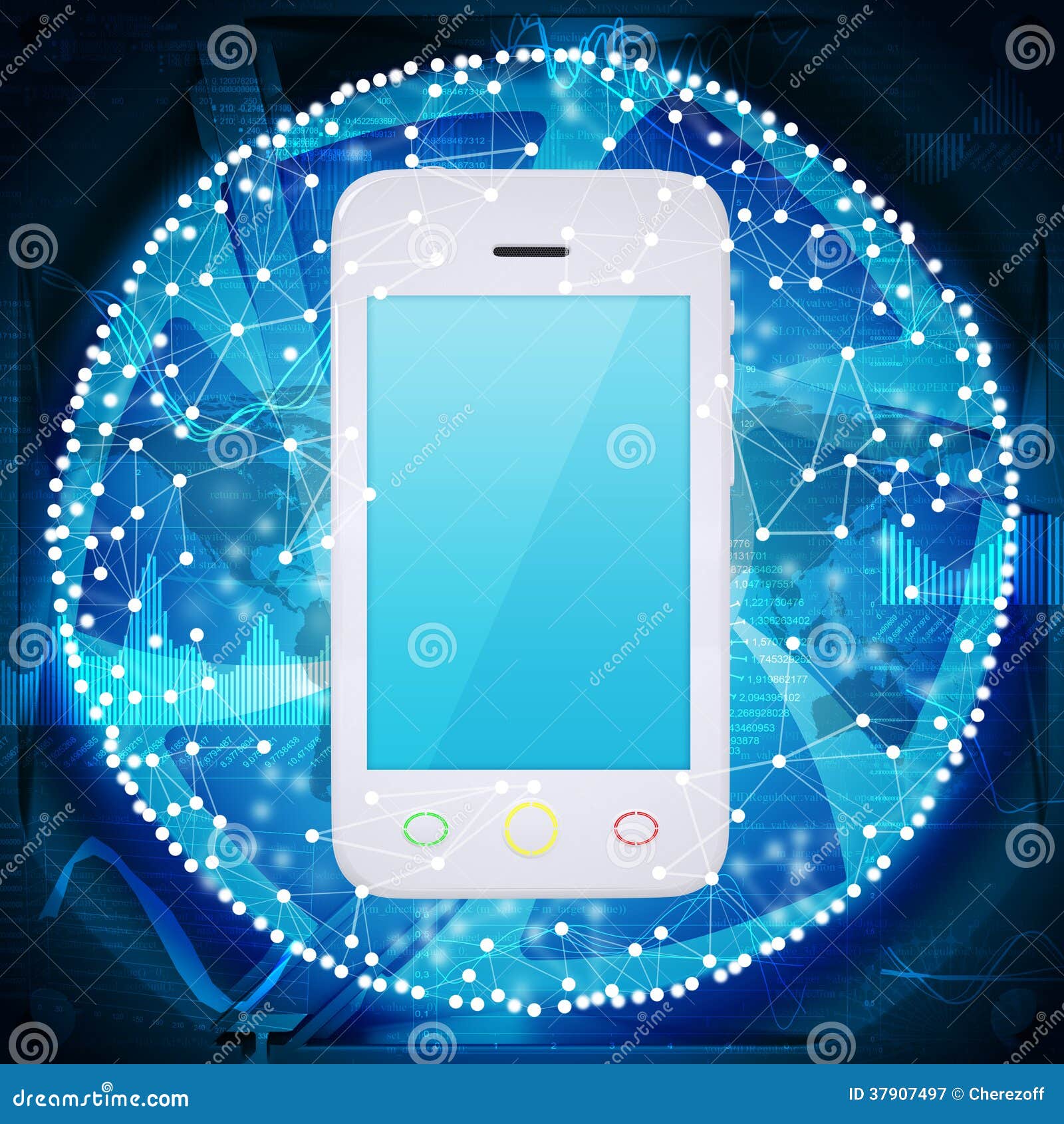 Smart Phone and Sphere Consisting of Connections Stock Illustration ...
