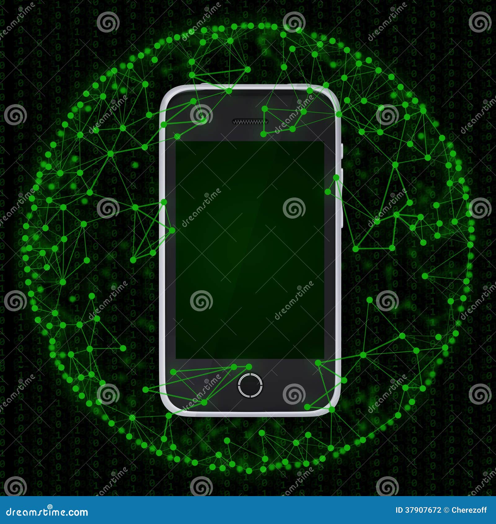 Smart Phone and Sphere Consisting of Connections Stock Illustration ...