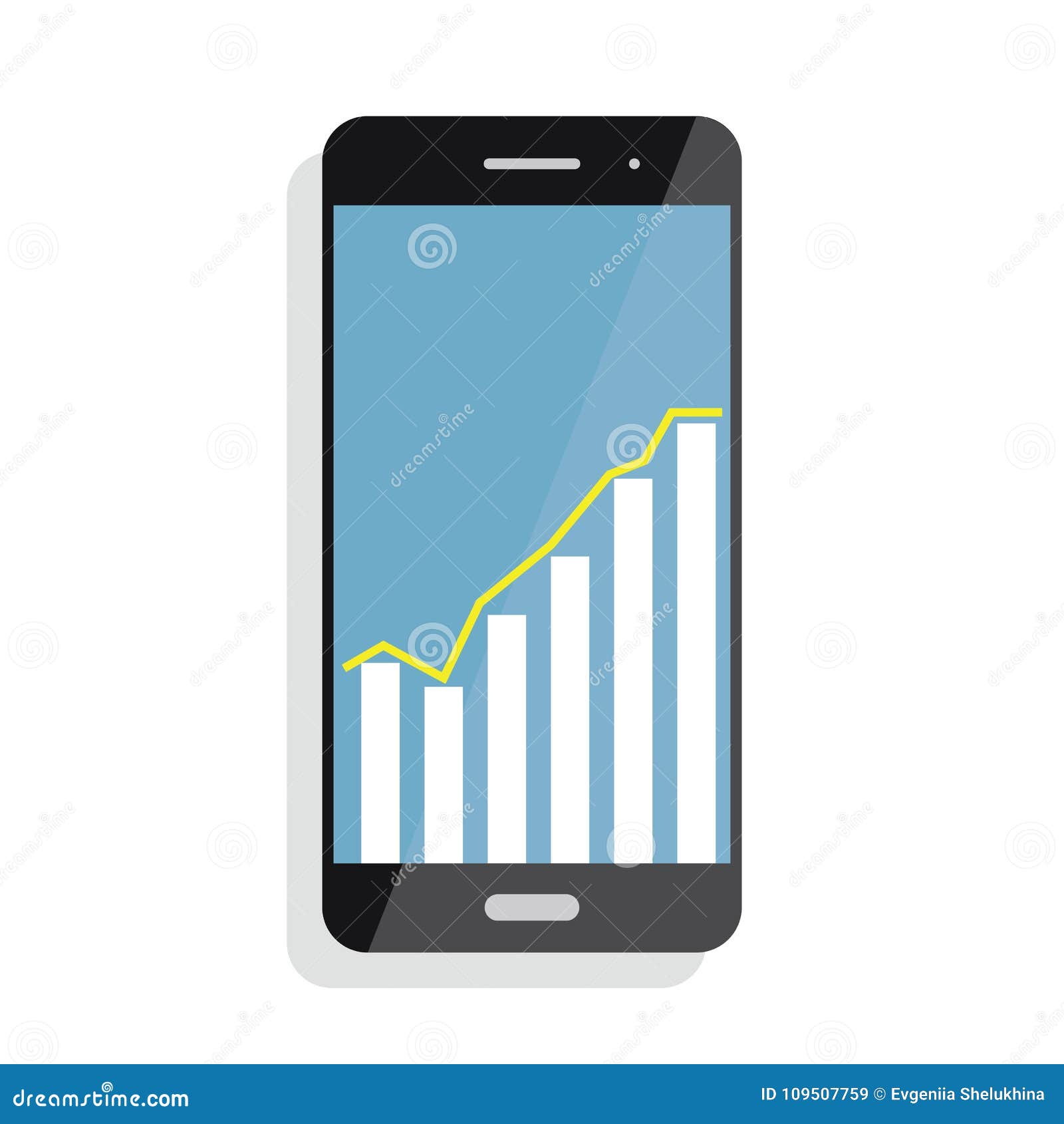 Smart Phone with Statistics Graph Chart. Screen with Statistics ...