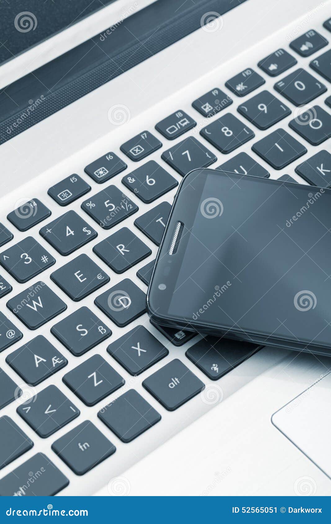 Smart Phone on Tablet Computer. Technology and Communication Con Stock ...