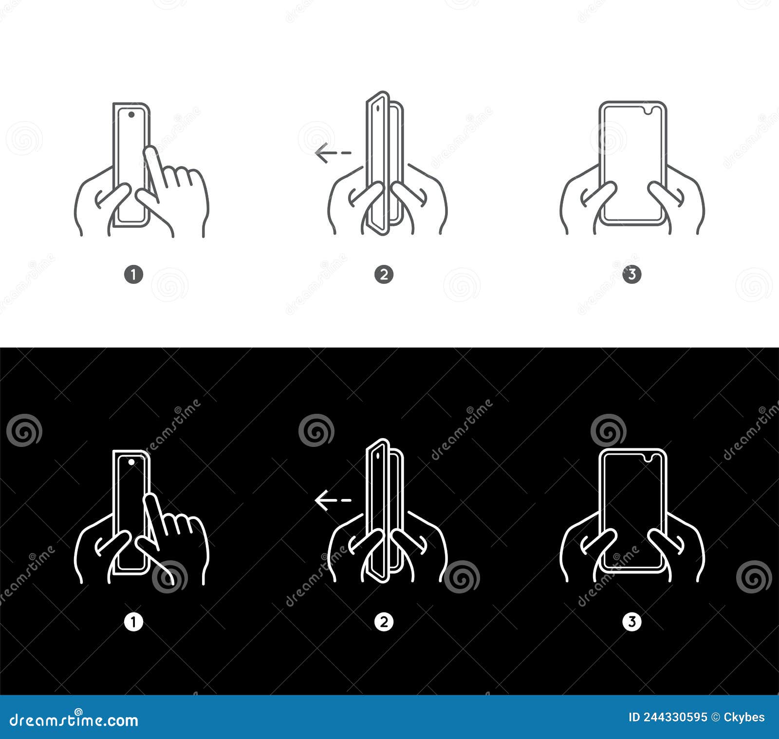 Smart Phone Tablet with Foldable Screen. Set of Step by Step Folding ...