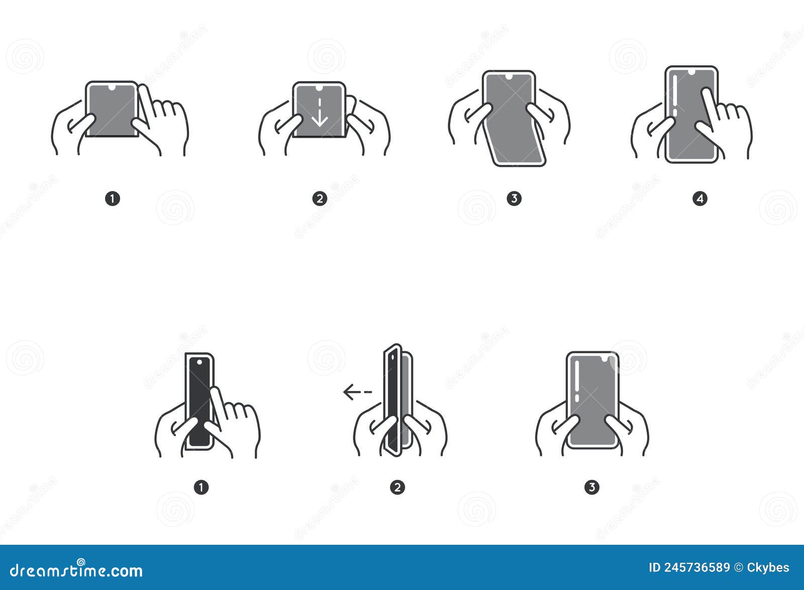 Smart Phone Tablet with Foldable Screen. Set of Step by Step Folding ...