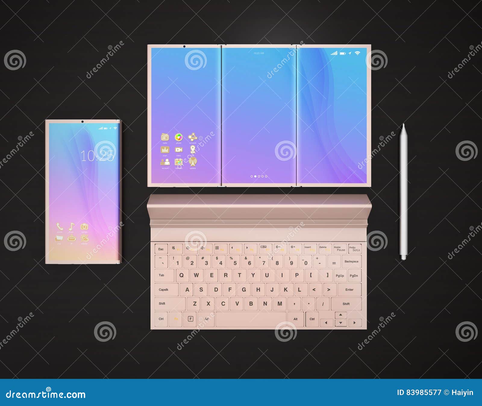 Smart Phone, Tablet PC Mode, Digital Pen and Keyboard Stock ...