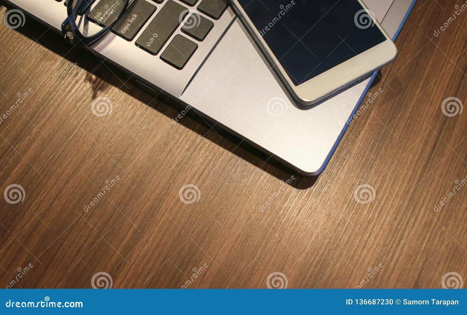 Smart Phone and Teachnology Concept: Top View Copy Space for Blank ...