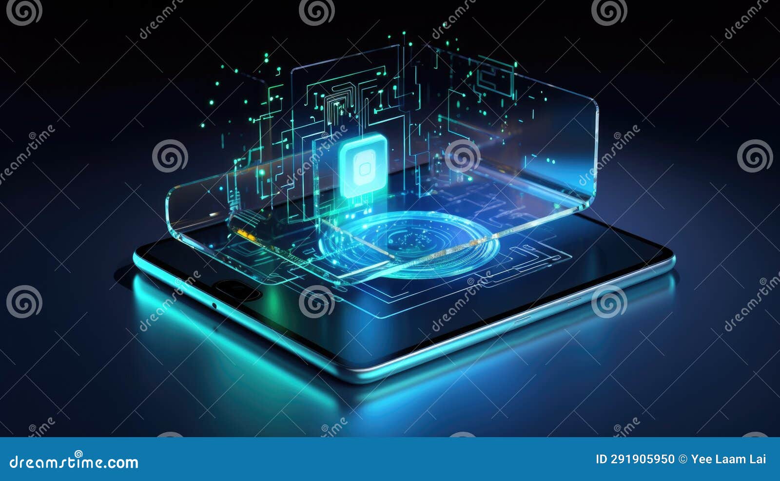 Smart Phone Tech Business Blue Light, Ai Stock Illustration ...