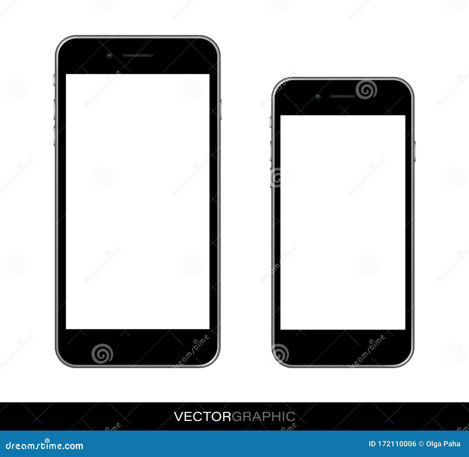 Smart Phone Template Front Two Diagonal White Stock Vector ...