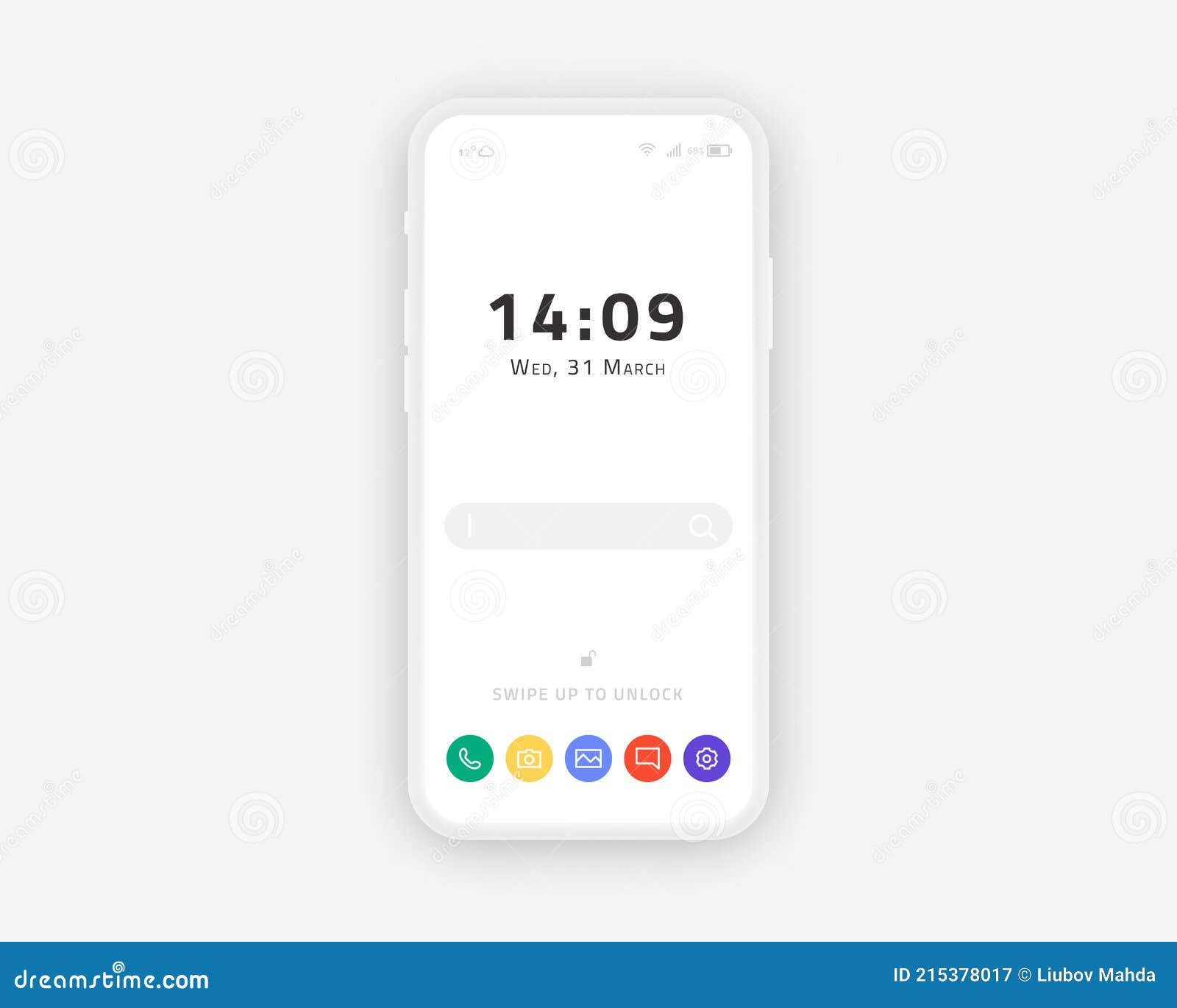 Smart Phone Touch Screen Mockup. White User Interface, Mobile ...