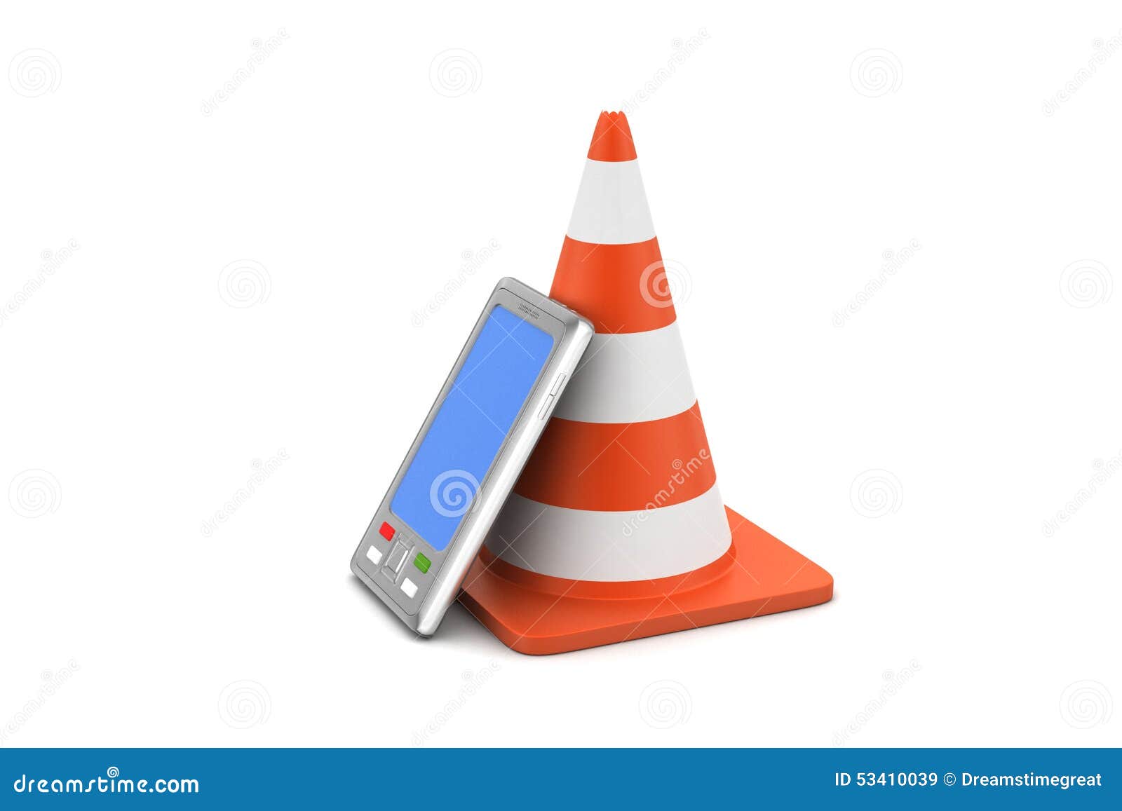 Smart Phone with Traffic Cones Stock Illustration - Illustration of ...