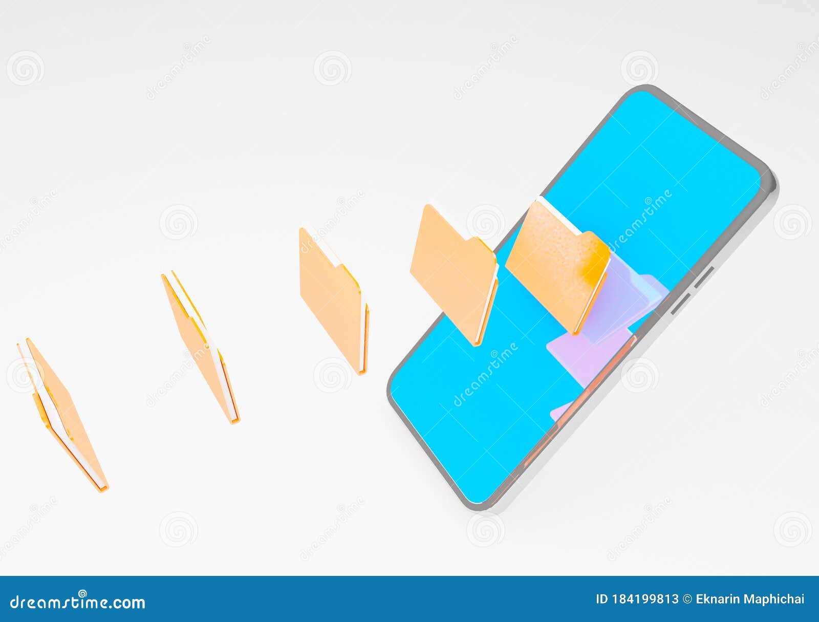 Smart Phone Transfer with File Folder Stock Illustration - Illustration ...