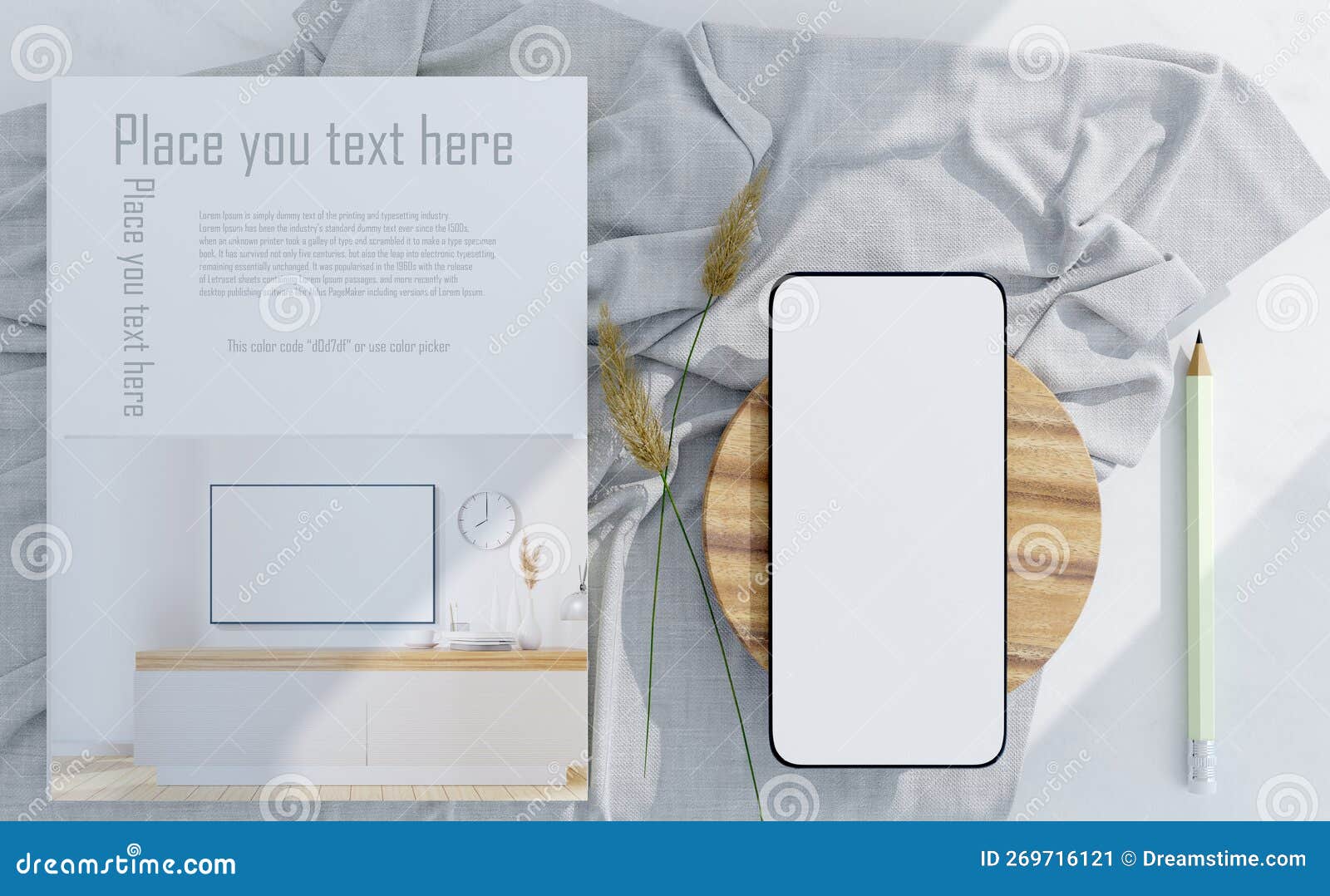 Smart Phone with White Screen Mock Up for Text and Element Design and ...