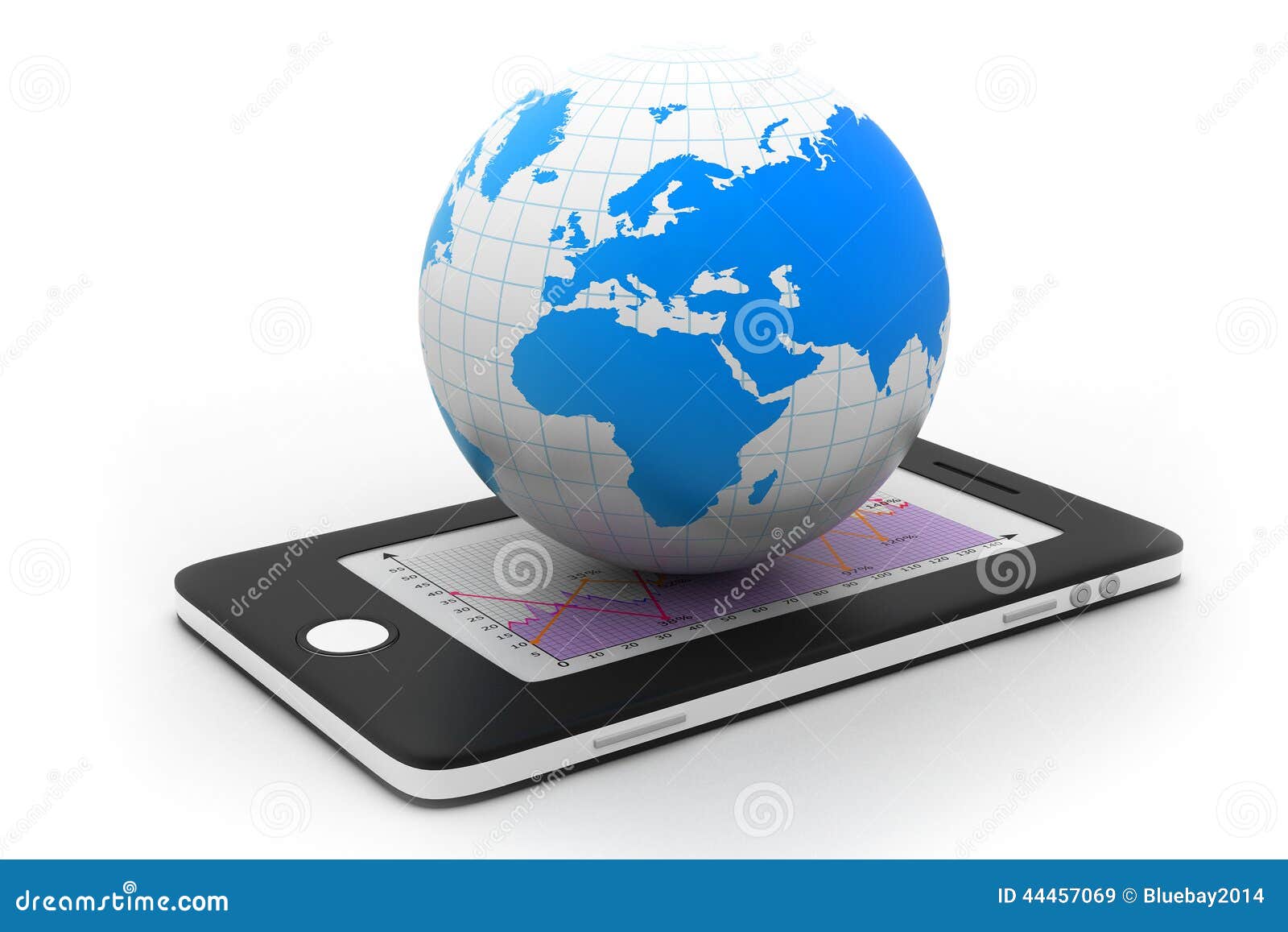 Smart phone with world stock illustration. Illustration of concept ...