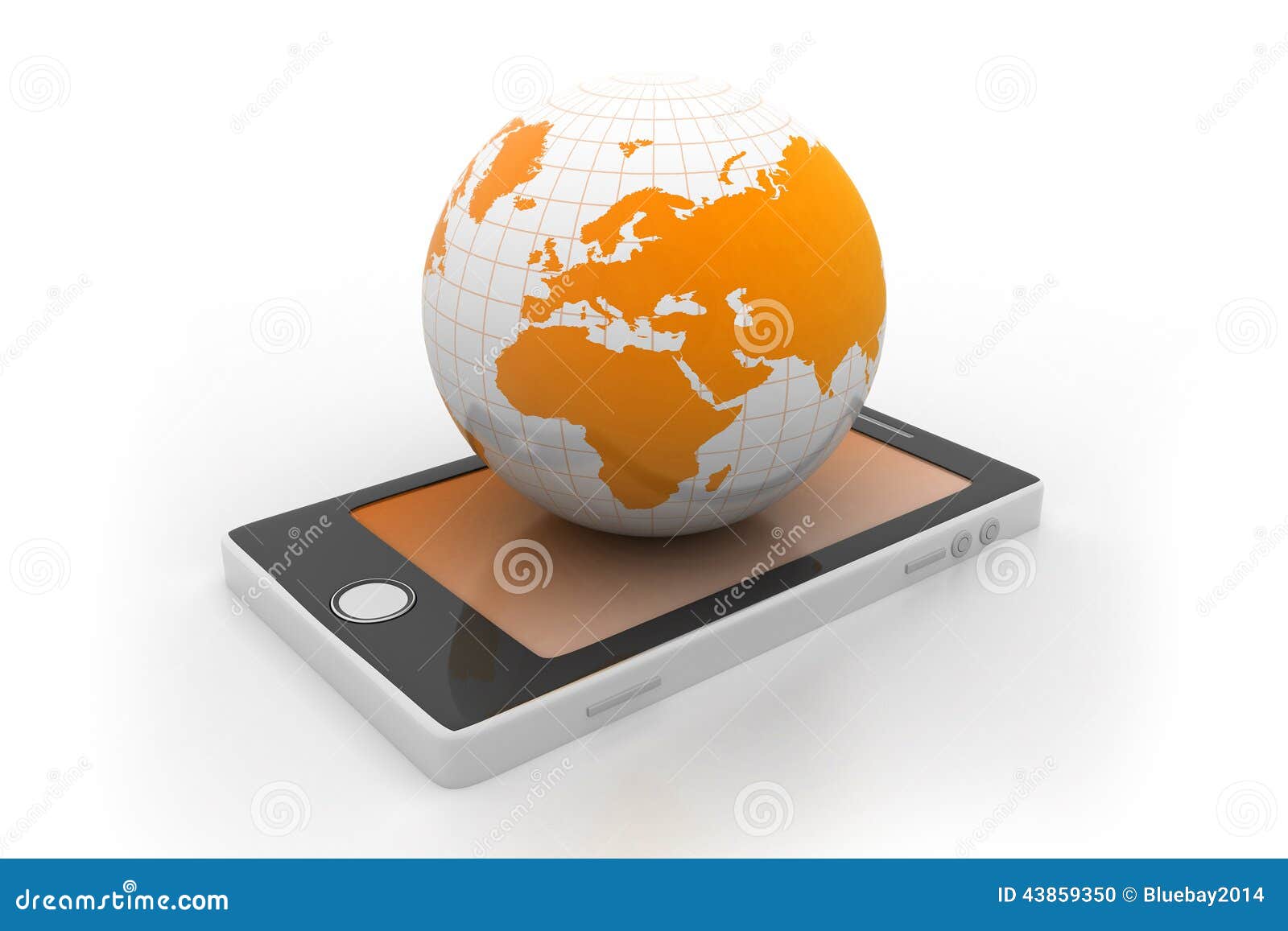 Smart Phone and World Globe Stock Illustration - Illustration of data ...