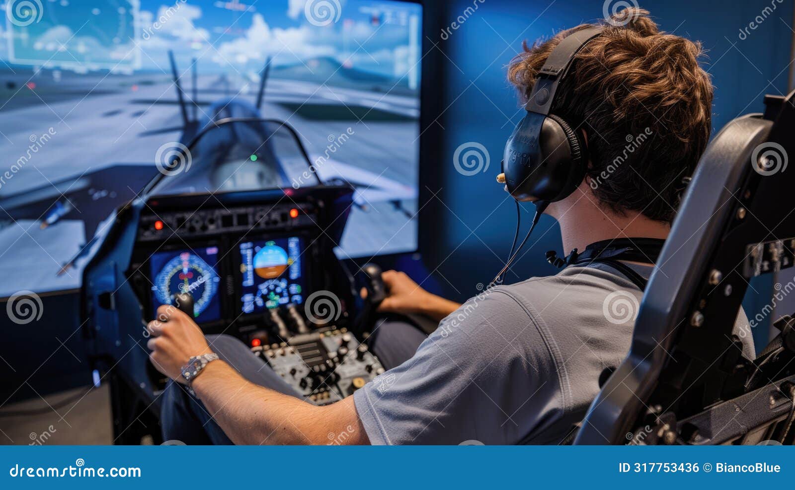Smart Pilot Training and Looking at Control Panel in Simulated Flight ...