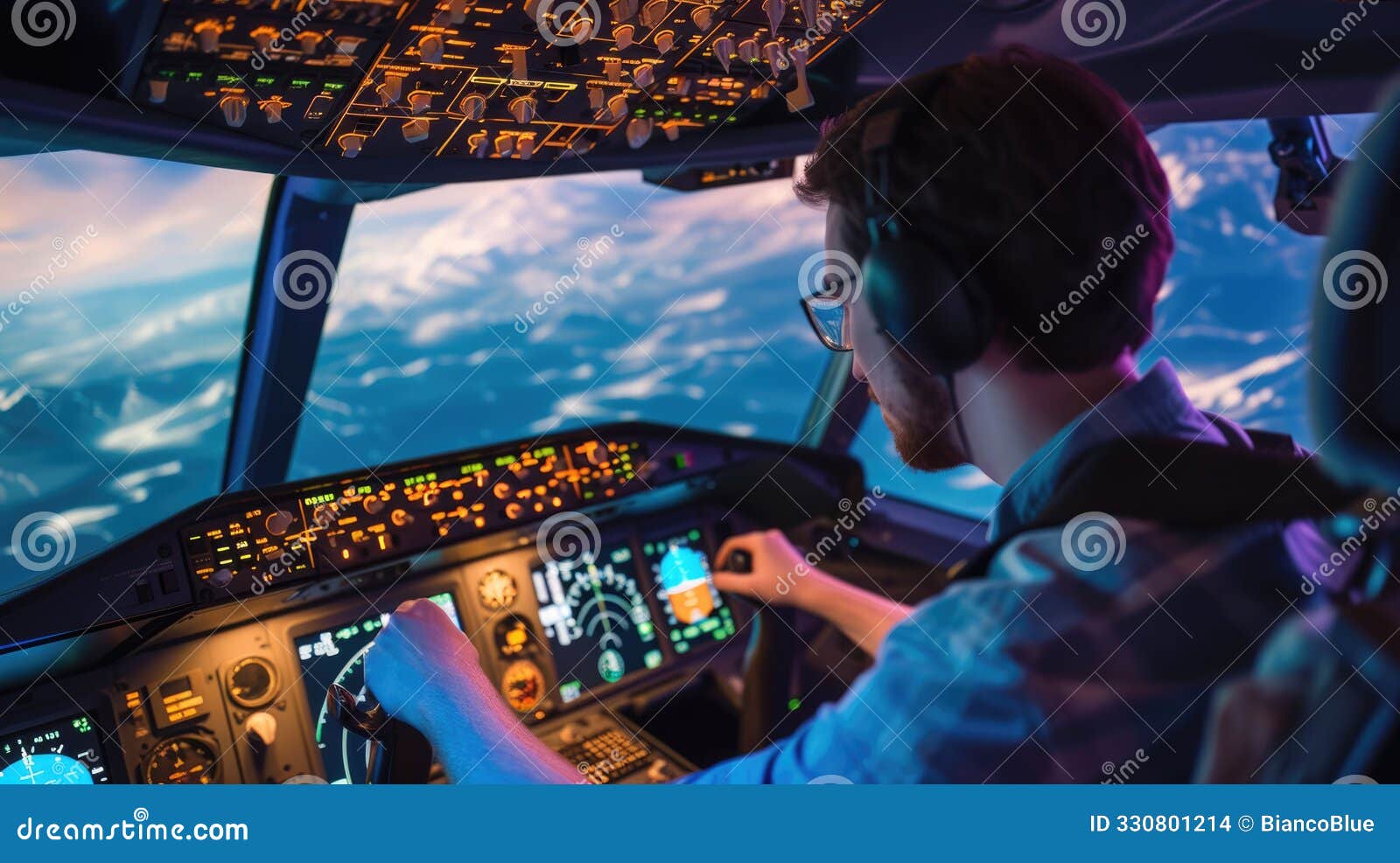 Smart Pilot Training and Looking at Control Panel in Simulated Flight ...
