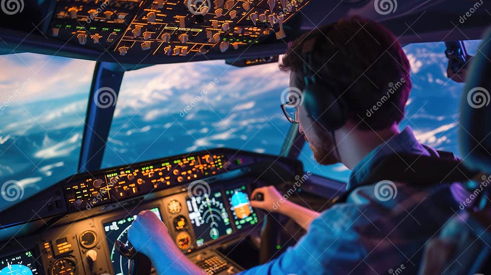 Smart Pilot Training and Looking at Control Panel in Simulated Flight ...