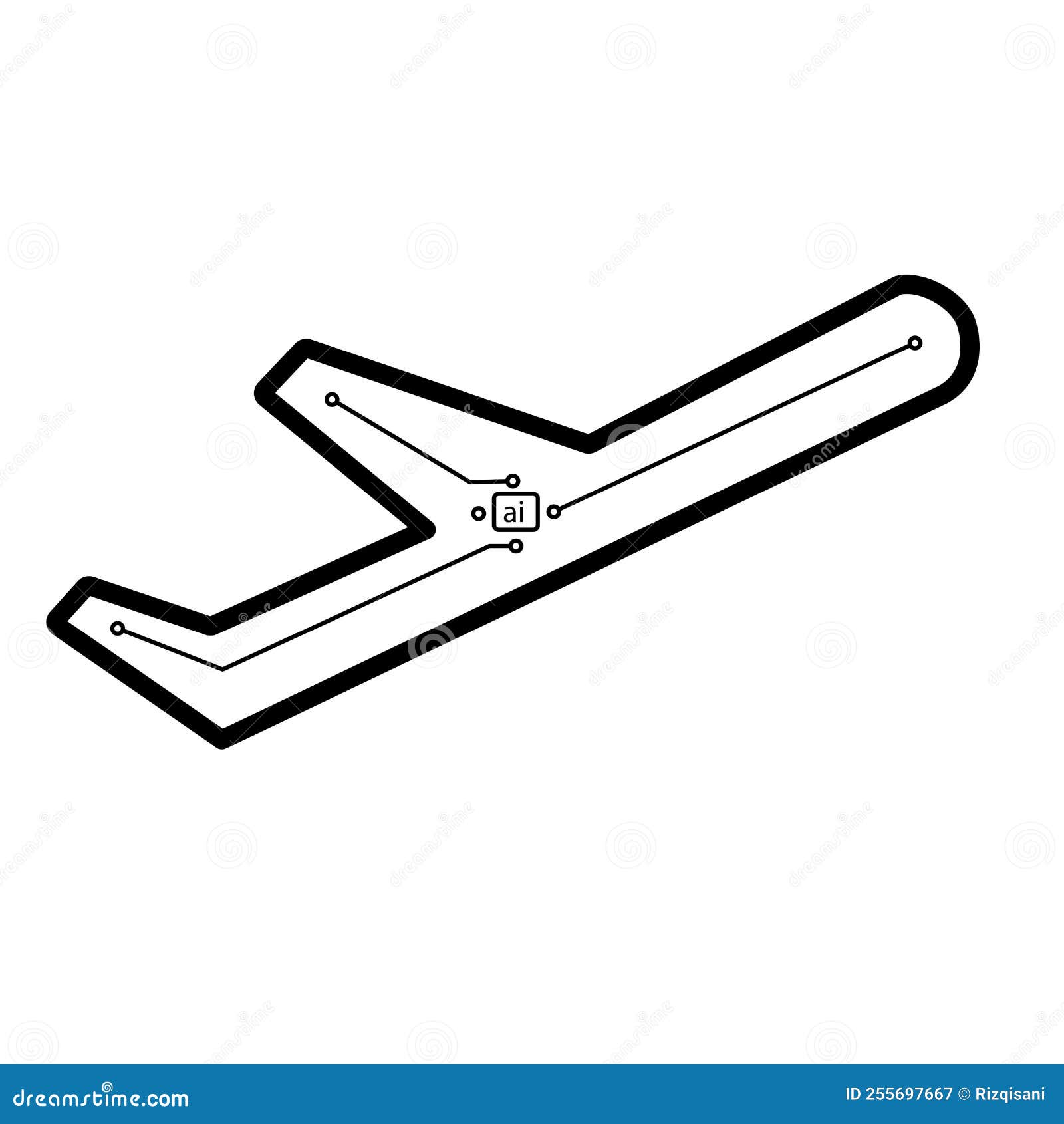 Smart Plane Aircraft Powered by Artificial Intelligence. Simple Icon ...