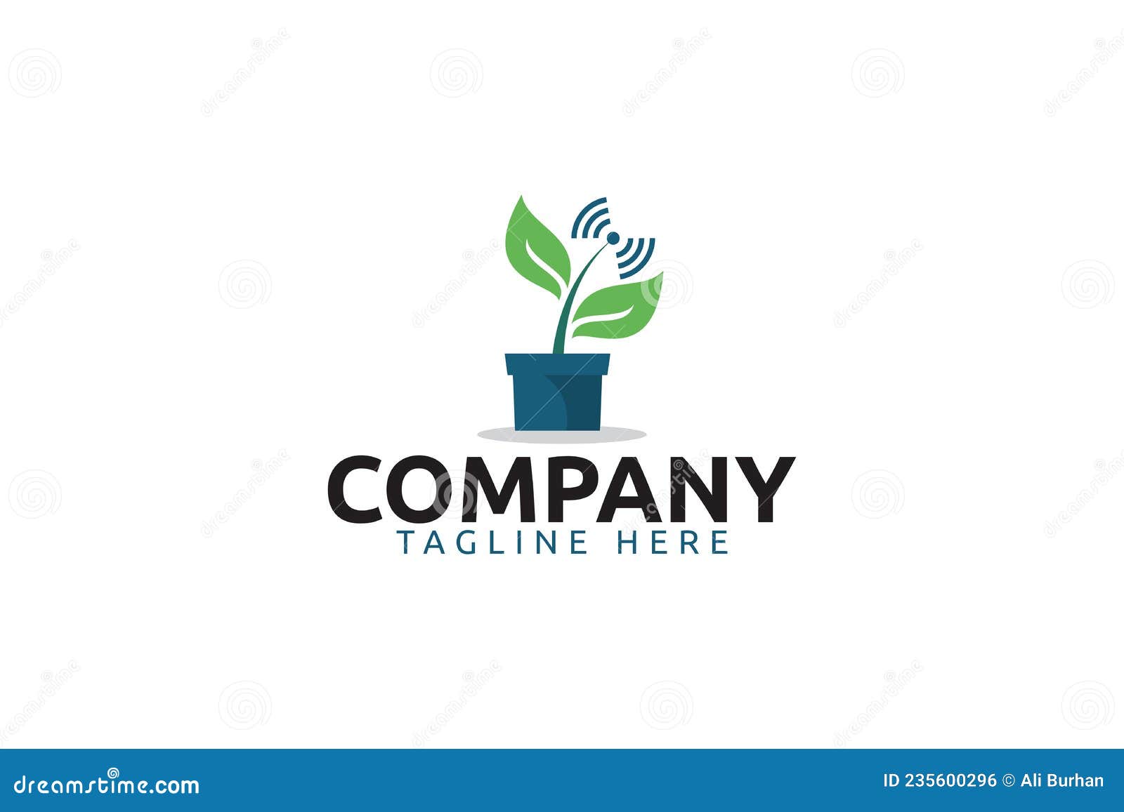 Smart Plant Logo with a Combination of a Plant with Wifi Signal Stock ...