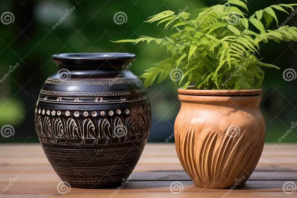 Smart Pot beside a Traditional Pot, Showing Differences Stock ...